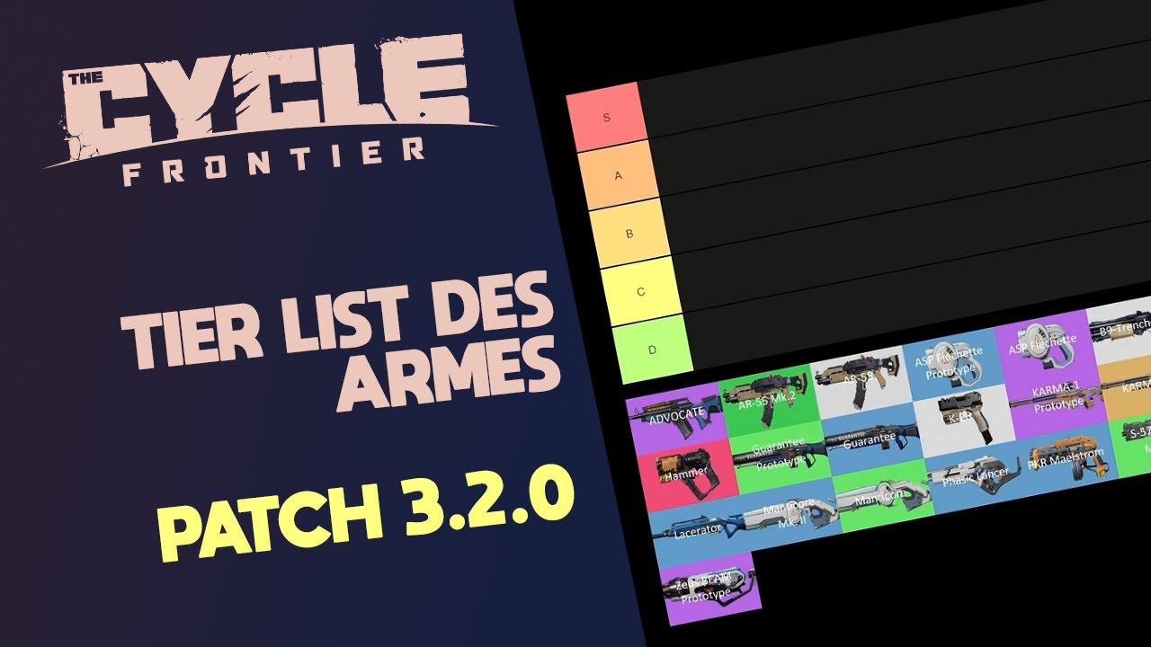 TIER LIST des ARMES [3.2.0] sur The Cycle Frontier - YouTube