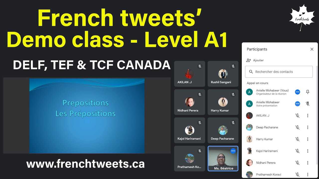 Demo class Level A1 I Francophone Native Expert I DELF/ TEF/ TCF CANADA ...