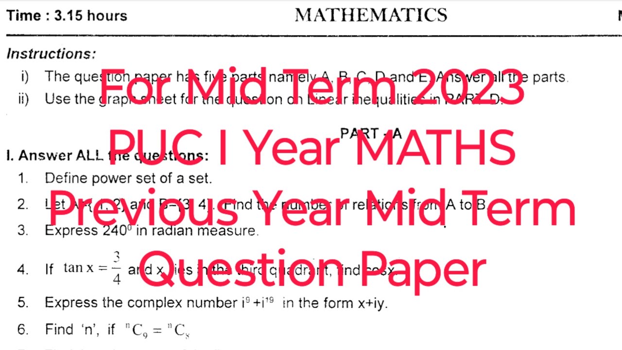PUC I Year MATHS Previous Year Mid Term Question Papers PUC 1st Year puc-i-year-maths-previous-year-mid-term-question-papers-puc-1st-year