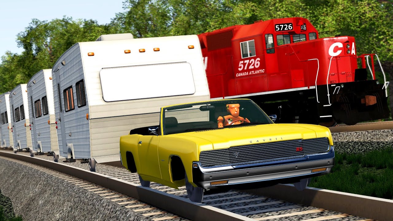 Caravan Train Crashes 3 | BeamNG.drive - YouTube