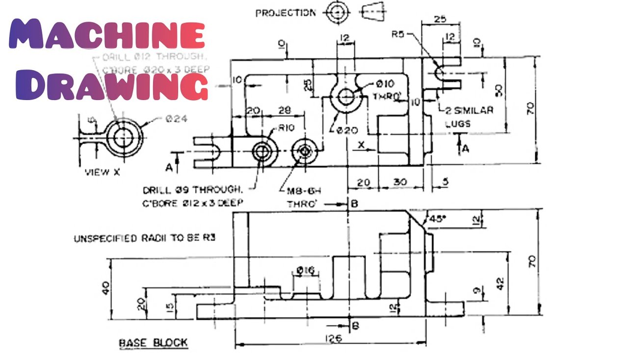 MACHINE DRAWING 4_SECTIONAL VIEWS in / Technical drawing / Engineering ...