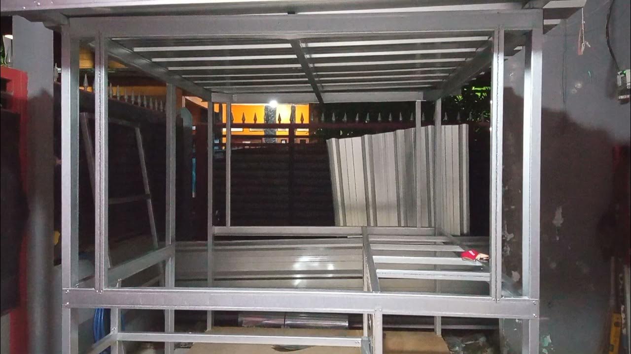 kerangka booth container 2x2x2 bahan baja ringan (kanal c). part 3 - YouTube