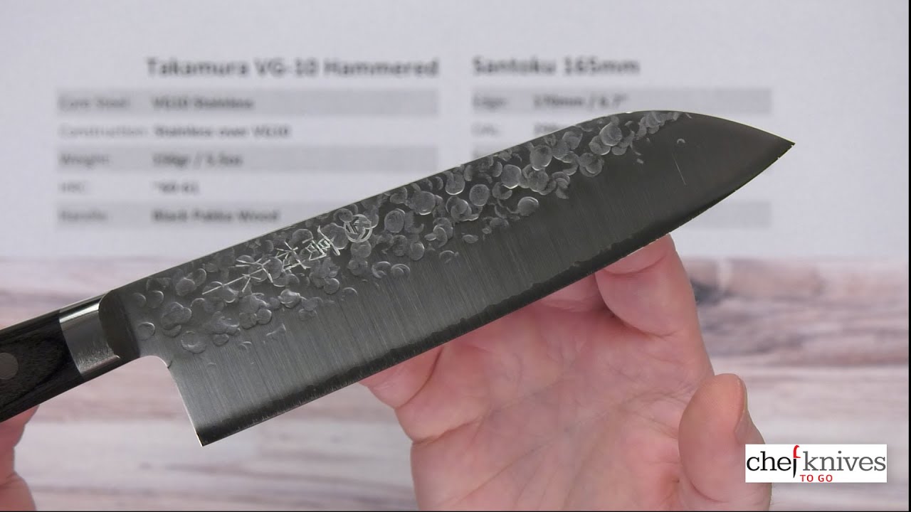 Takamura VG 10 Hammered Santoku 165mm Quick Look - YouTube