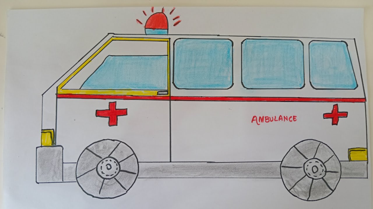 How to draw an ambulance | learn to draw an ambulance | easy drawing of ...