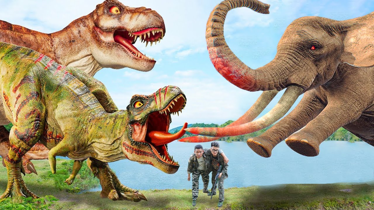 The Best of Dinosaur T-Rex Attack | T-Rex vs Elephant | Jurassic Park 4 ...