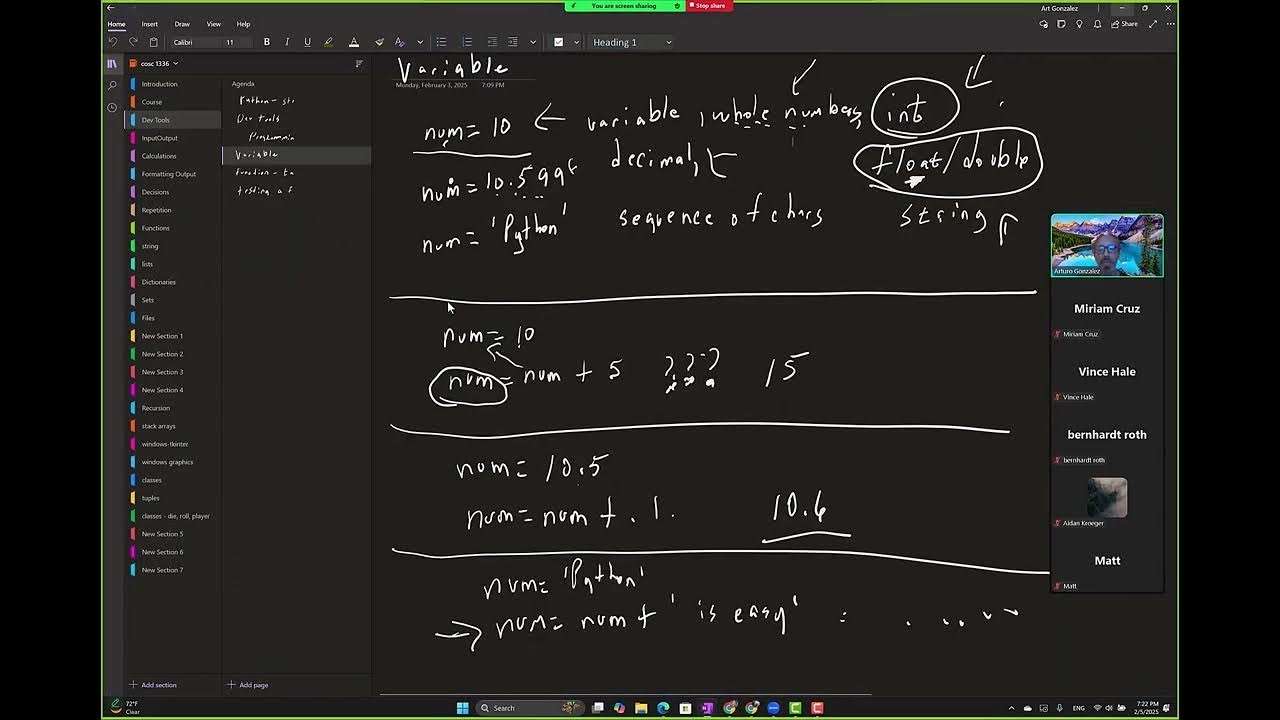 020525 COSC 1336 Python using int(whole number) and float(decimal) types - YouTube