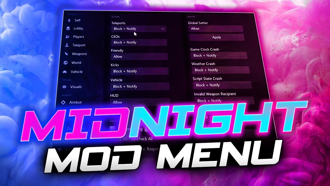MIDNIGHT BEST GTA V PAID MOD MENU 1.58 | GTA 5 DOWNLOAD FULL RECOVERIES ...