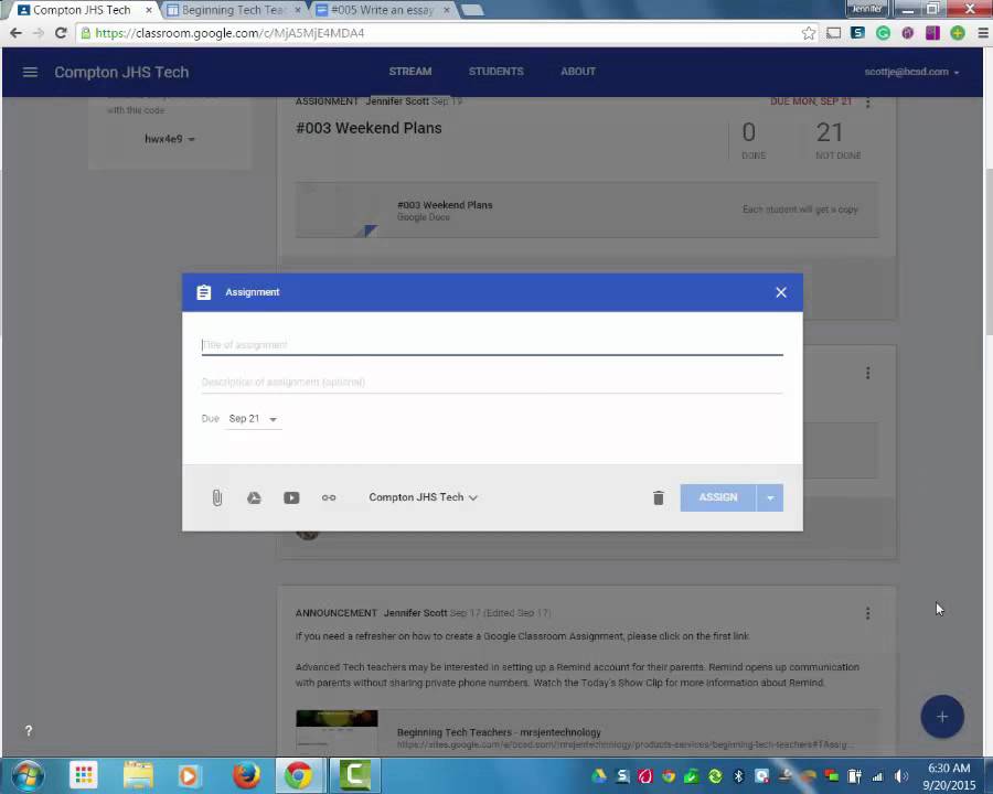 How to Add a Google Classroom Assignment using a Template - YouTube