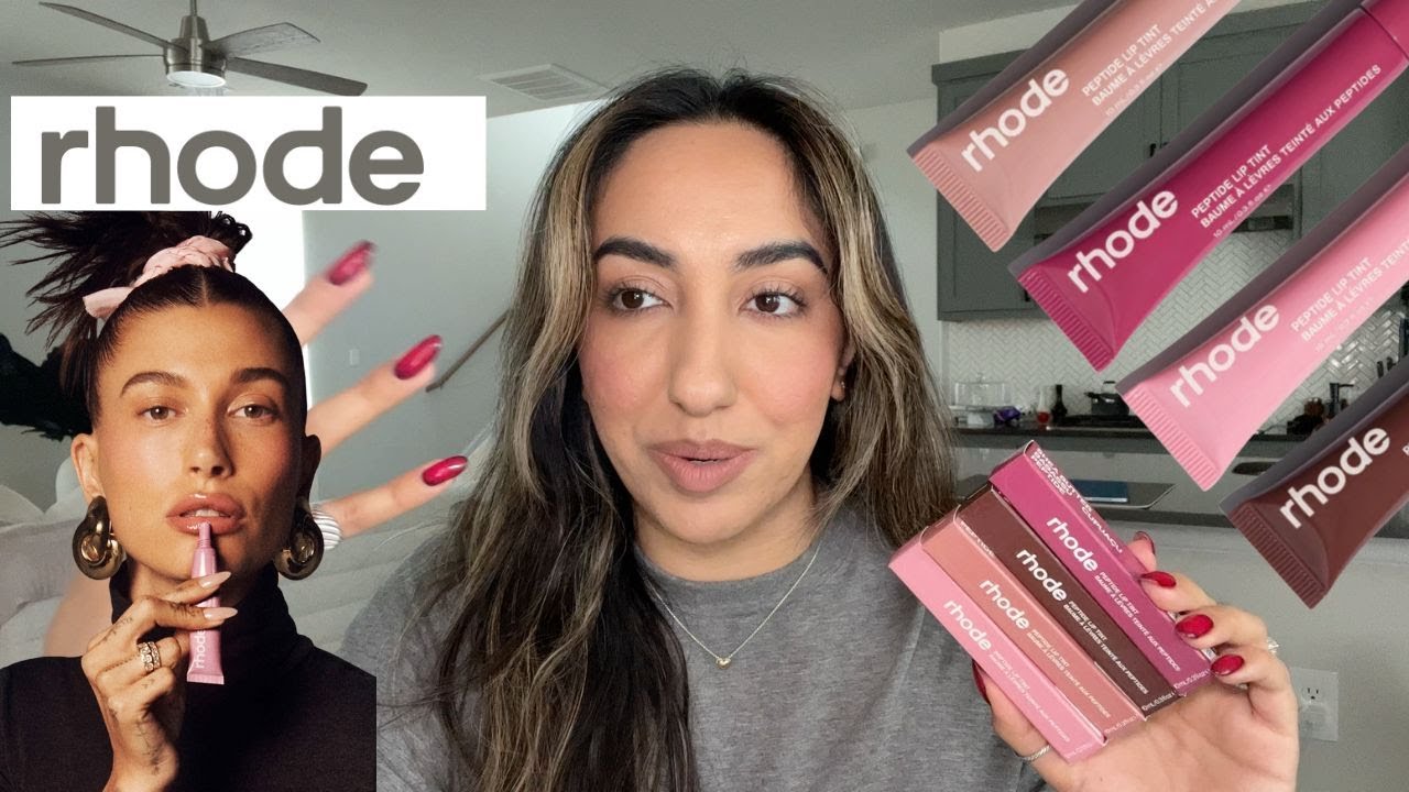 Trying the Rhode Skin Peptide Lip Tints by Hailey Bieber - YouTube