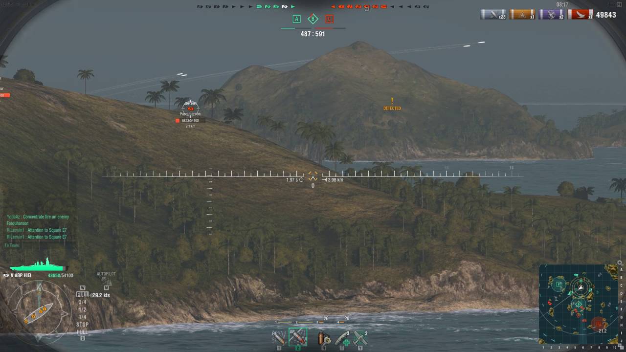 World of Warships Showing off the ARP Hiei and her VA - YouTube