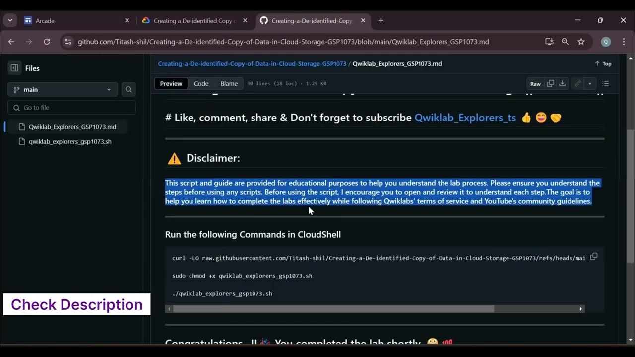 Creating a De-identified Copy of Data in Cloud Storage #GSP1073 #qwiklabs #arcade #gcp solution ...