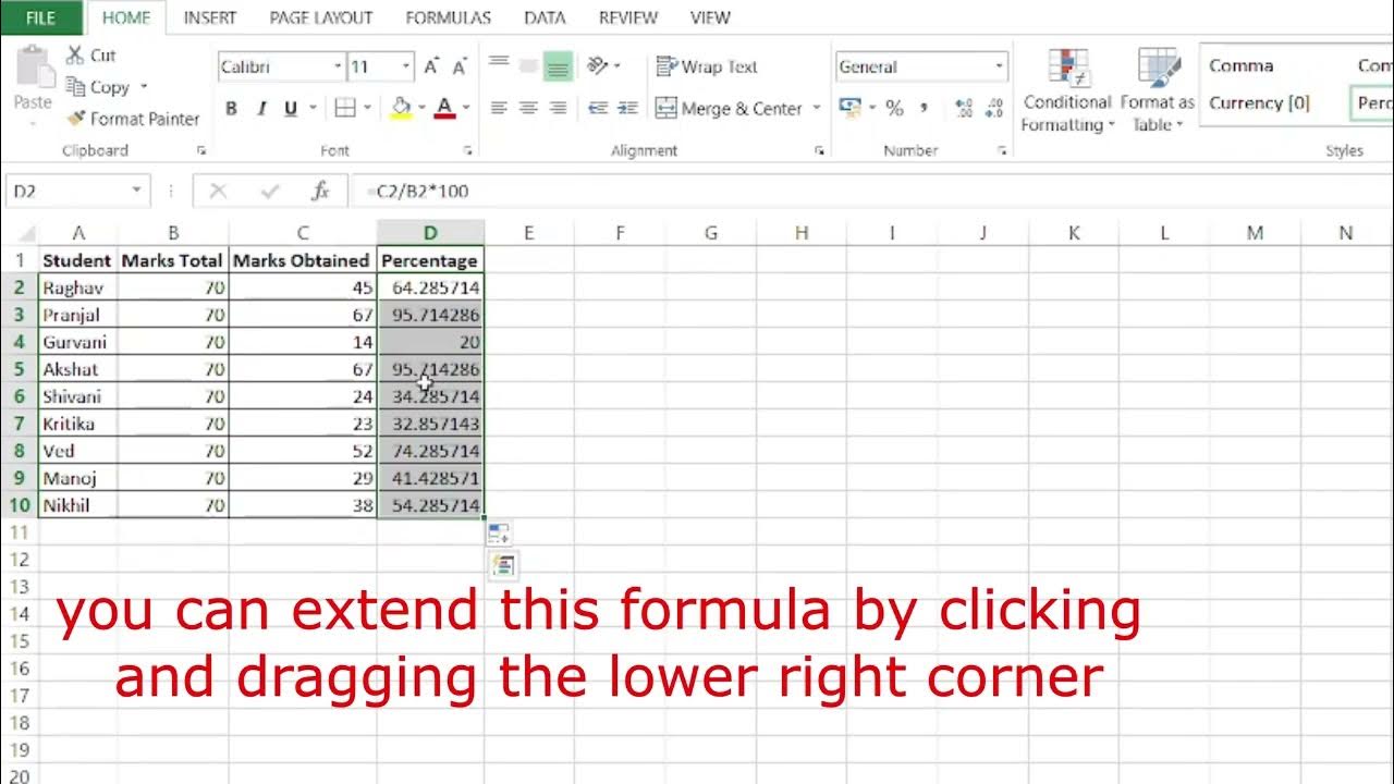 How to calculate percentage or apply percentage formula/formatting in MS Excel - YouTube