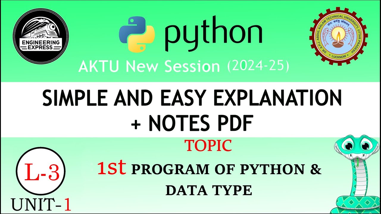 🟢 U 1 L 3 1st Program Of Python And Data Type Python Programming 9928