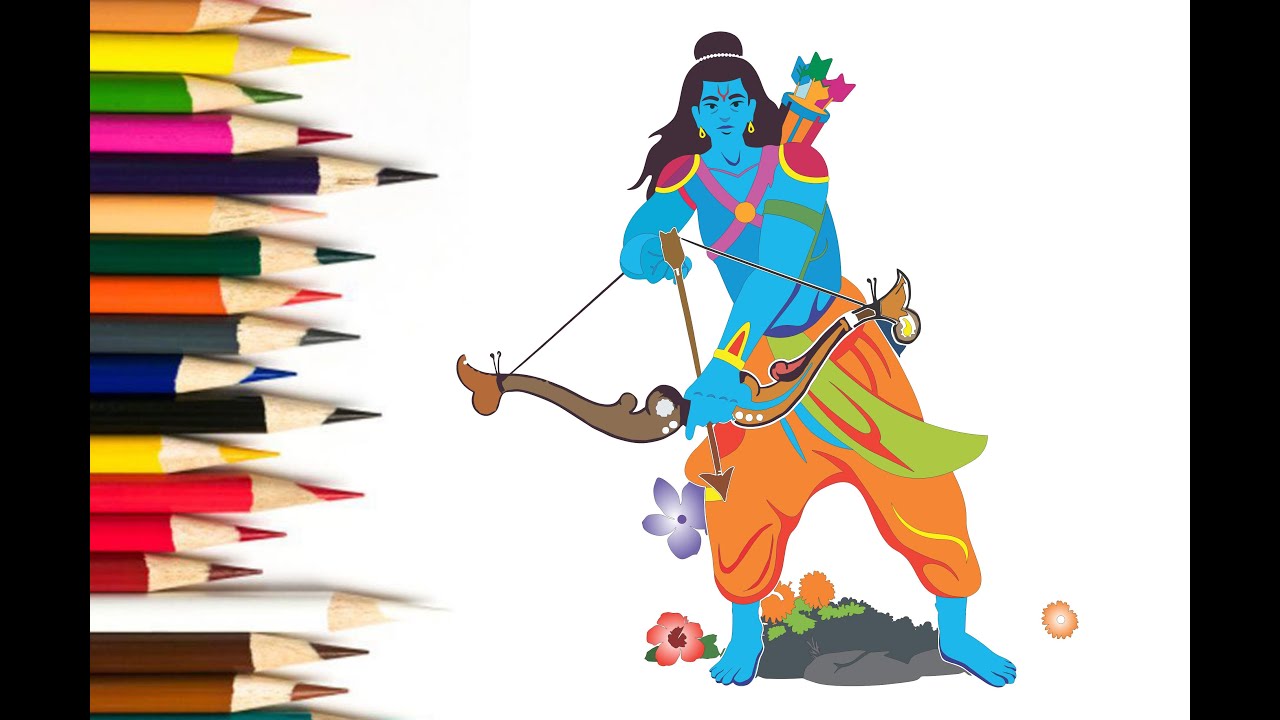 How to draw Lord Shree Ram | Bhagwan Shri Ram drawing and coloring ...