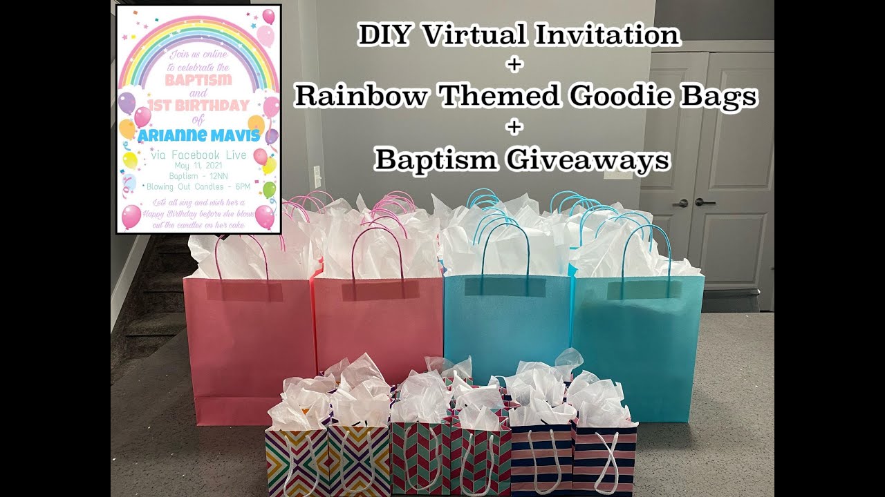 DIY Virtual Invitation | Rainbow Theme Goodie Bags | Baptism Giveaways ...