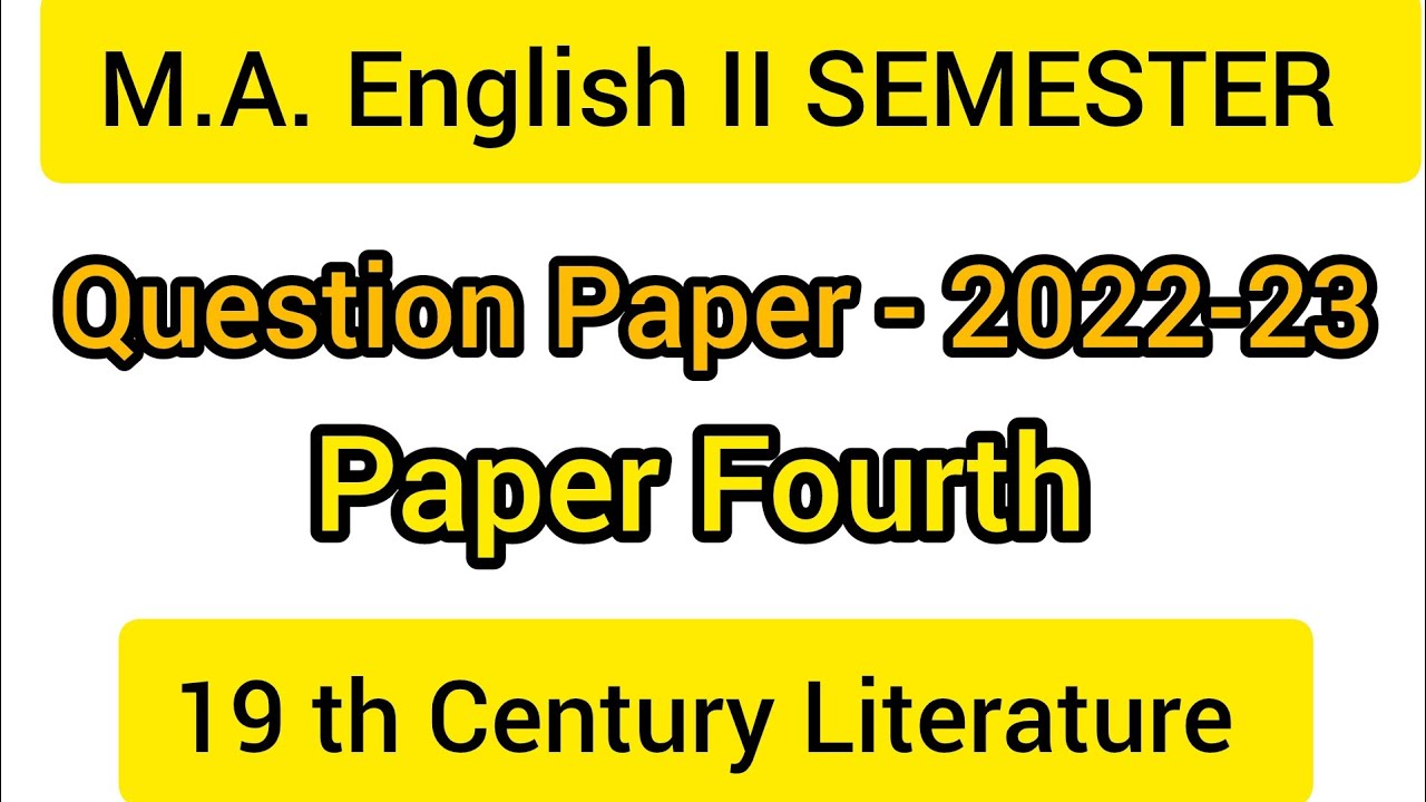 M.A. English II Semester Question Paper Fourth #sdsuv # ...
