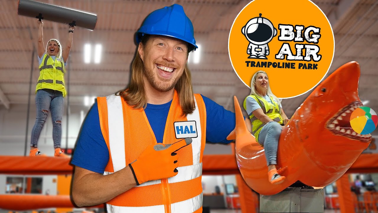 Handyman Hal at Trampoline Park with Friend | Tools for Kids - YouTube