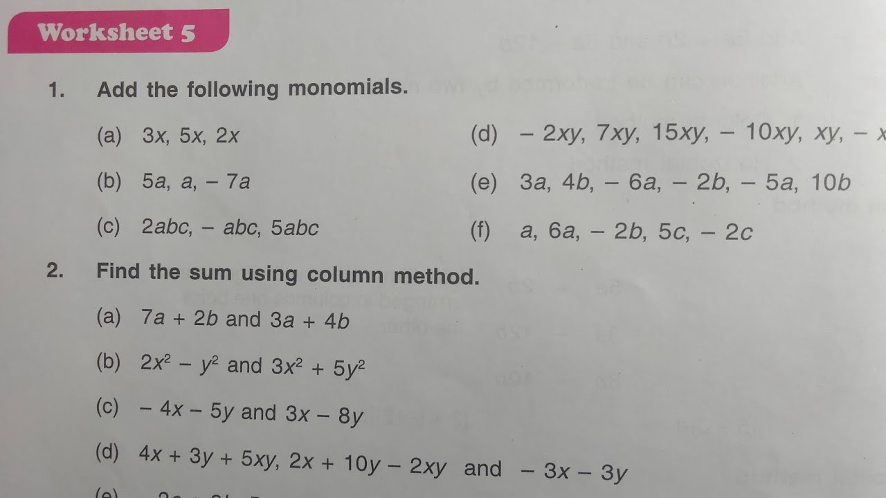Chapter 6 Lesson 5 Algebra 1 Worksheet