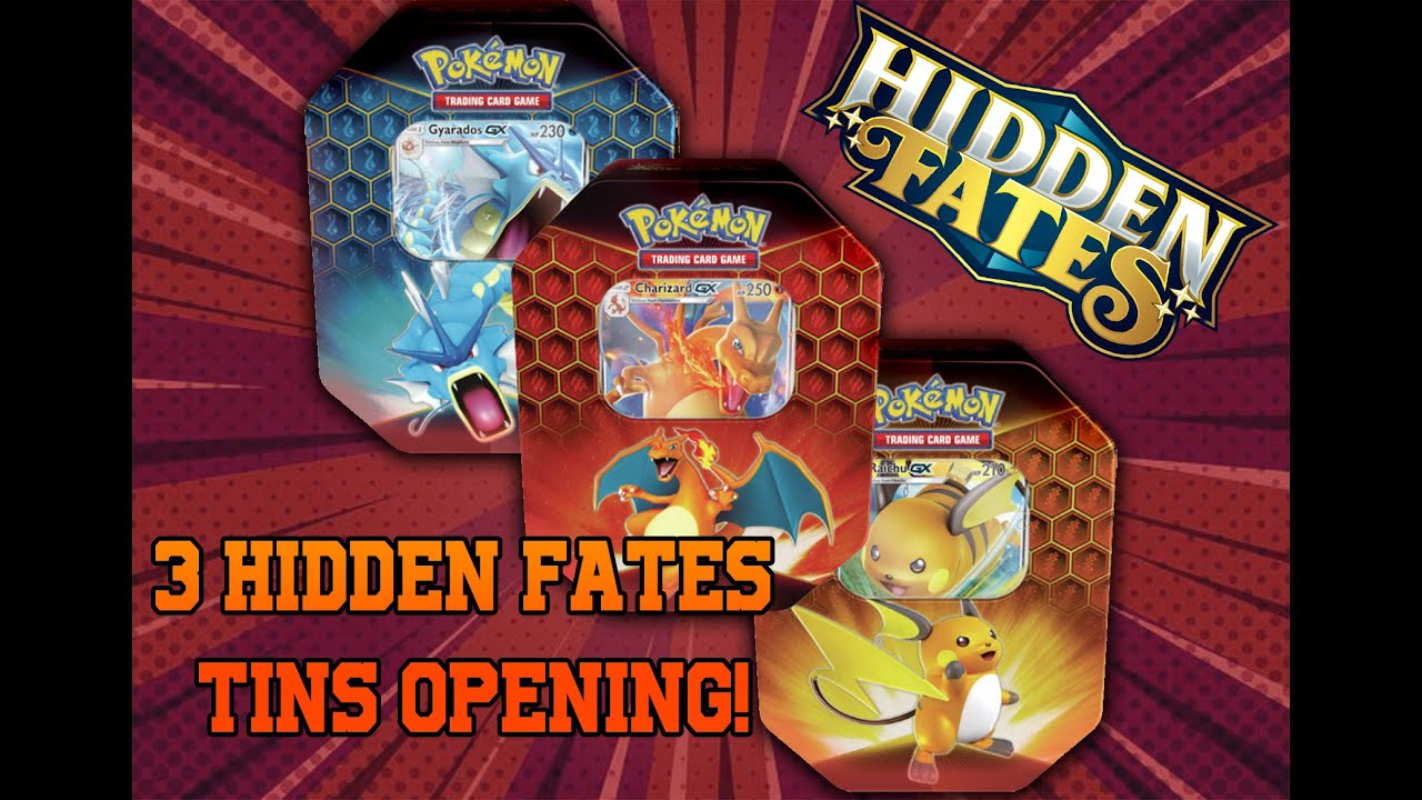 Hidden Fates 3 Tins opening! Pokemon cards TCG Hidden Fates 1 of each ...