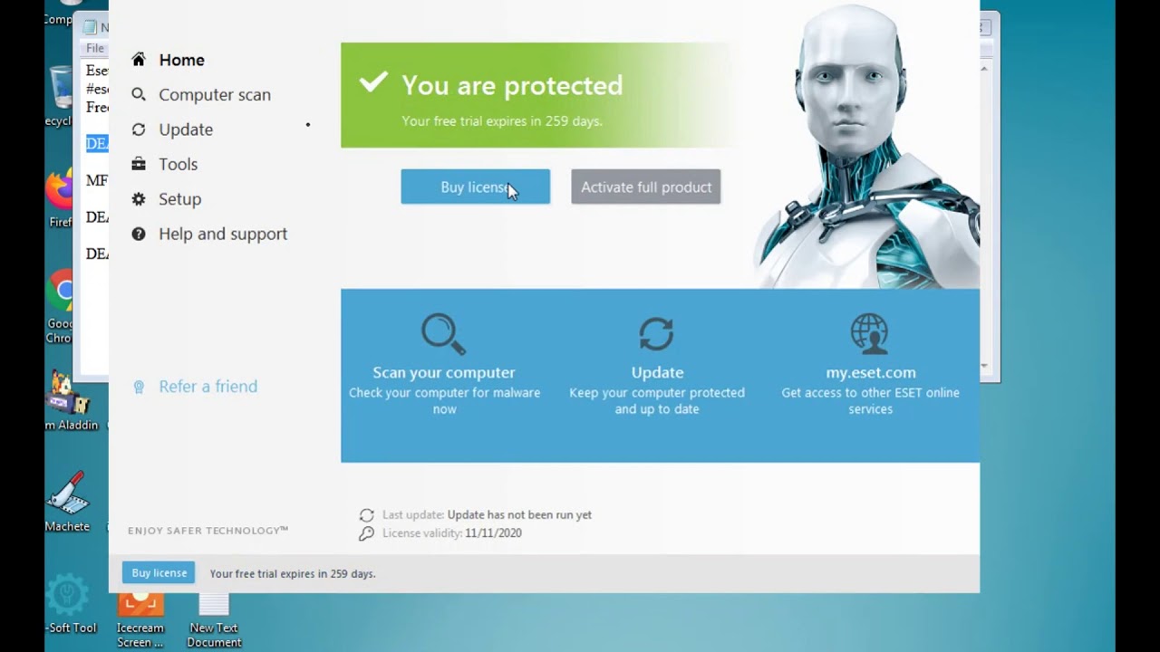 Eset Nod32 Internet Security Antivirus license key tested 2020 sampai ...