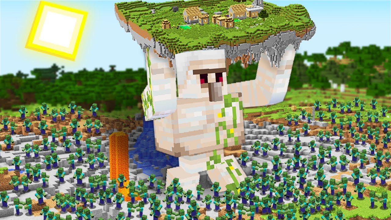 Minecraft GIANT GOLEM SAVED THE VILLAGE vs ZOMBIE ARMY MONSTER SCHOOL ...
