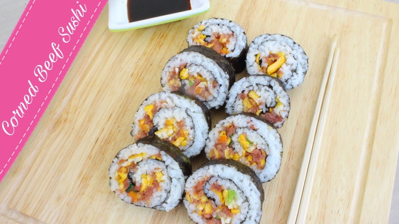 Corned Beef and Egg Sushi Recipe | Resep Sushi Kornet Telur - YouTube