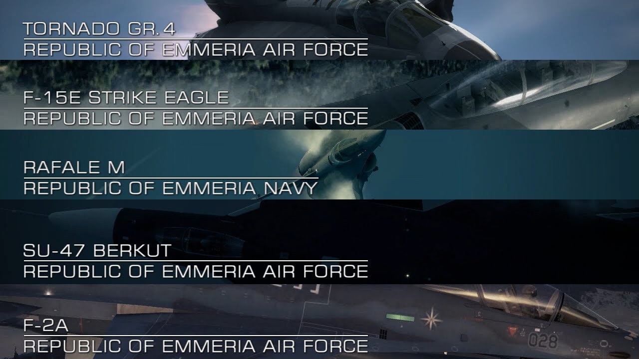 ACE COMBAT 6 エメリア(標準)スキン機体集 / Emmeria skin Aircraft compilation - YouTube