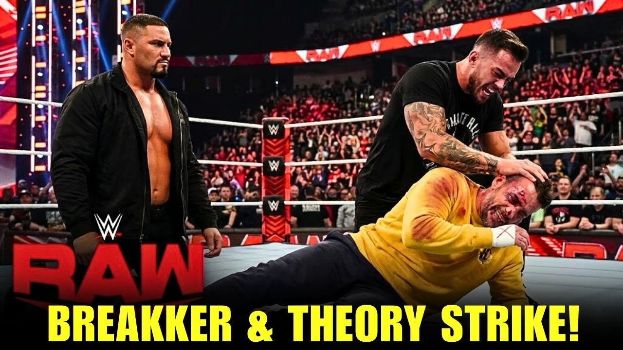 WWE RAW Chaos: Bron Breakker & Austin Theory Ambush CM Punk - YouTube