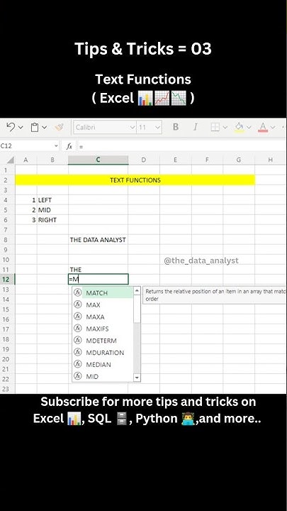 Excel 📊 | Text Functions | LEFT | MID | RIGHT | Data Analyst | #excel #exceltips #exceltutorial ...