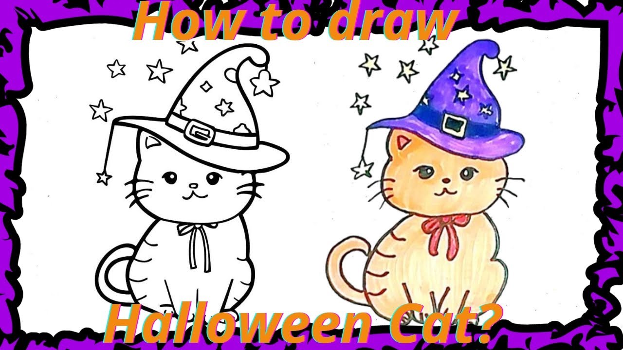 How to Draw Halloween Cat|| Easy Drawing Halloween Cat Step by Step ...