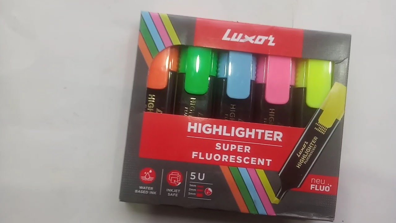 Luxor Highlighter Fluorescent pastel pen | Review unboxing and price ...