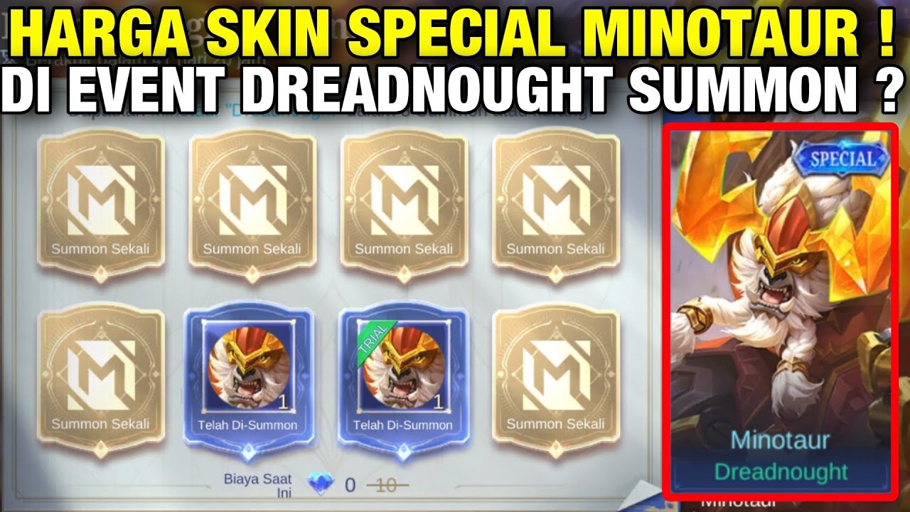 DAPAT SKIN MINOTAUR SPECIAL BUTUH BERAPA DIAMOND DI EVENT DREADNOUGHT ...