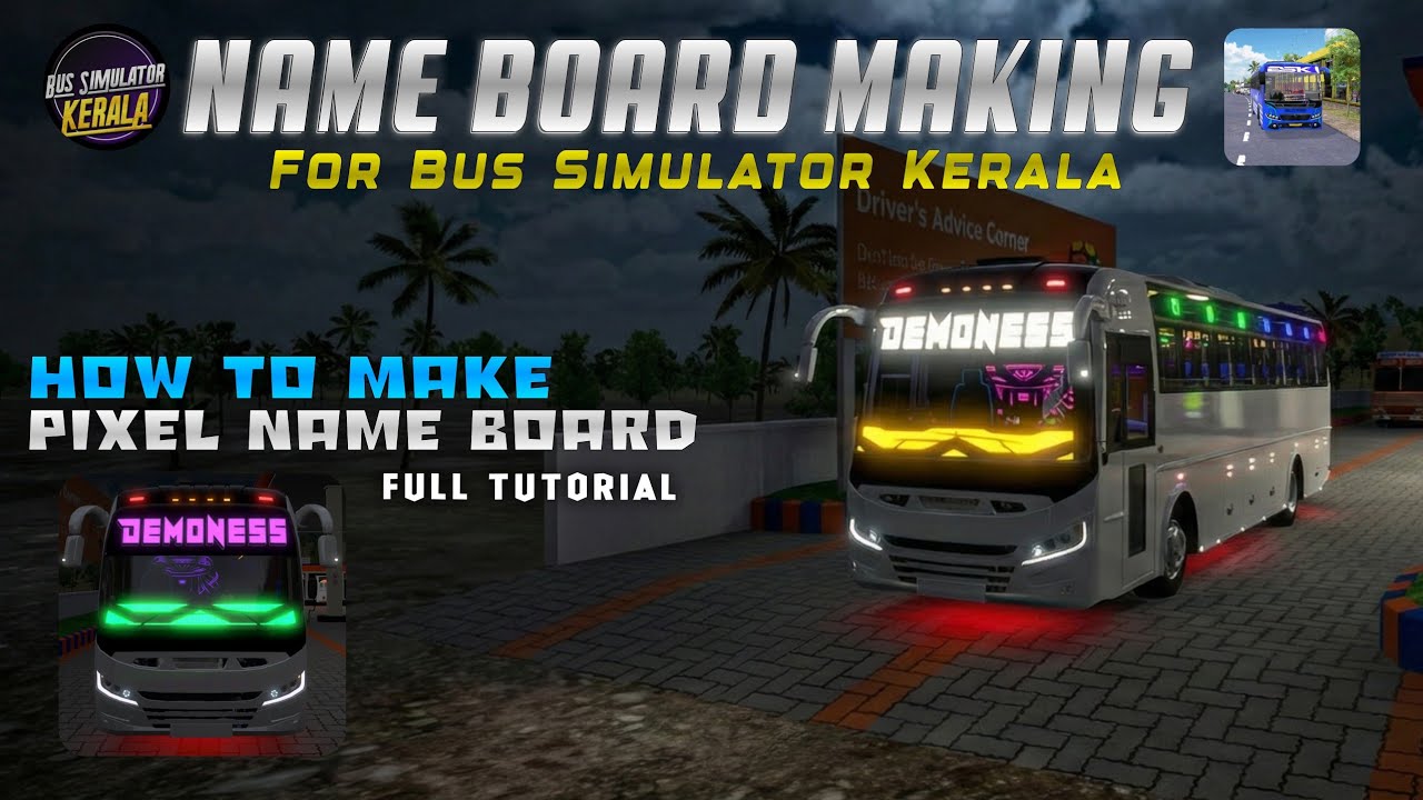 HOW TO MAKE PIXEL NAME BOARD FOR BUS SIMULATOR KERALA | PIXEL NAME ...