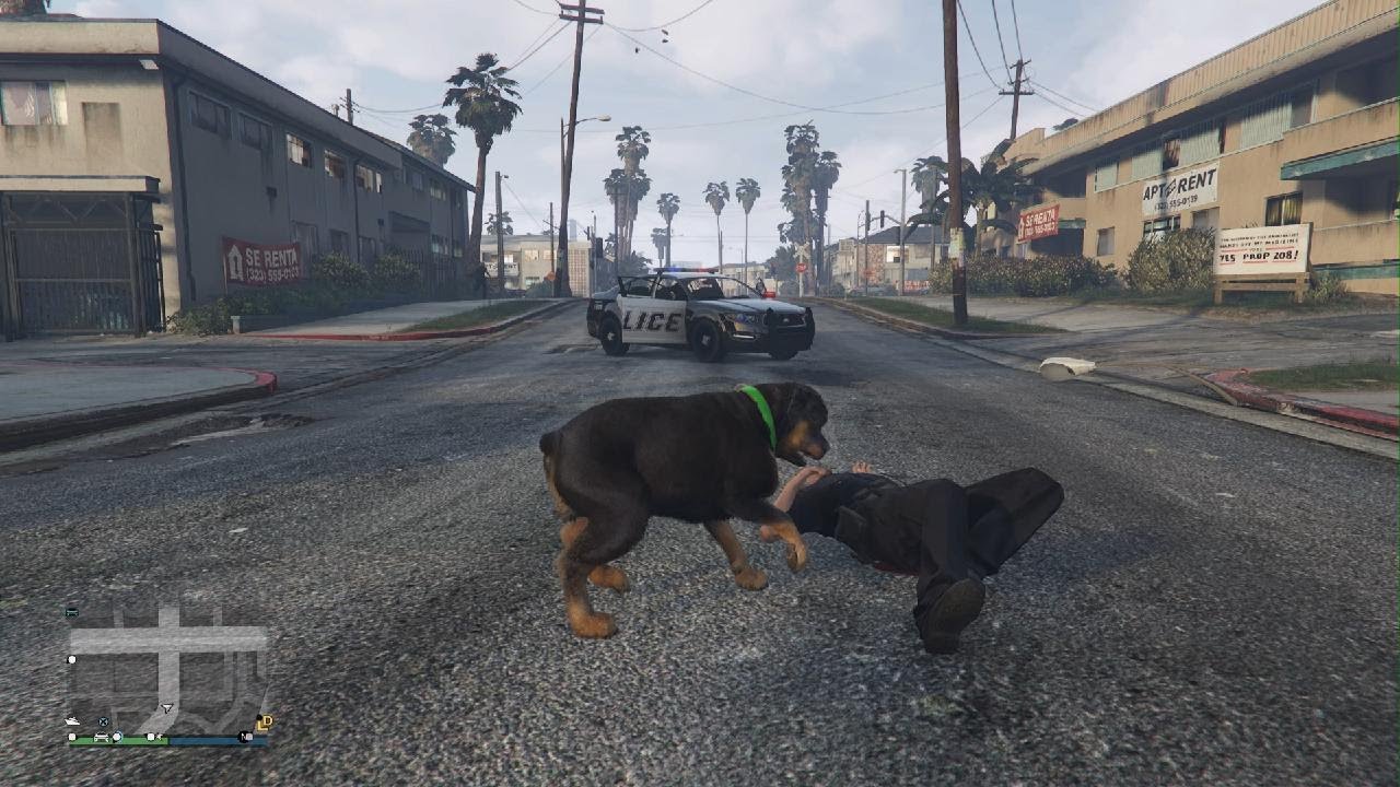 Dog kills players and bites a cop GTA - YouTube