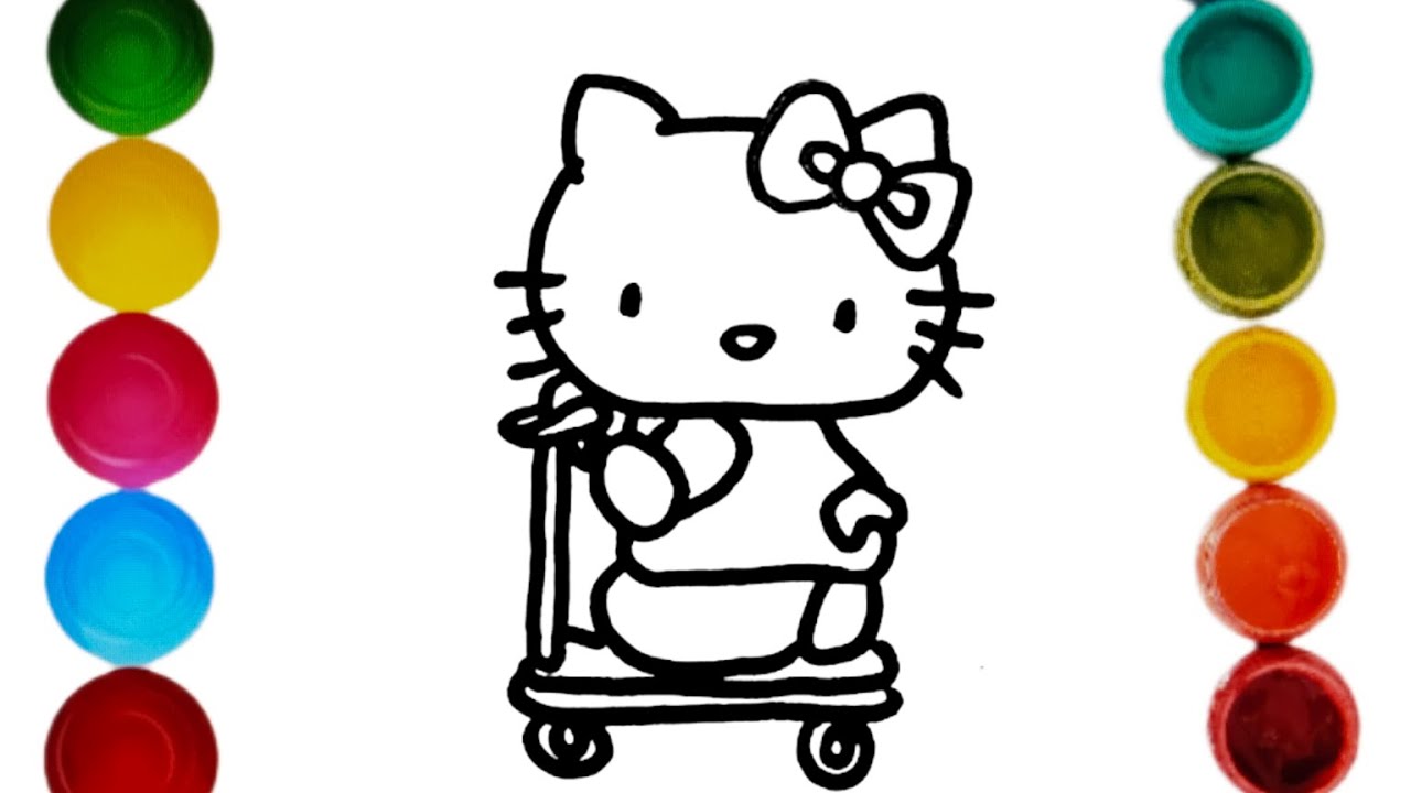 How to draw a Hello kitty And Fish || Hello kitty Drawing Painting and ...