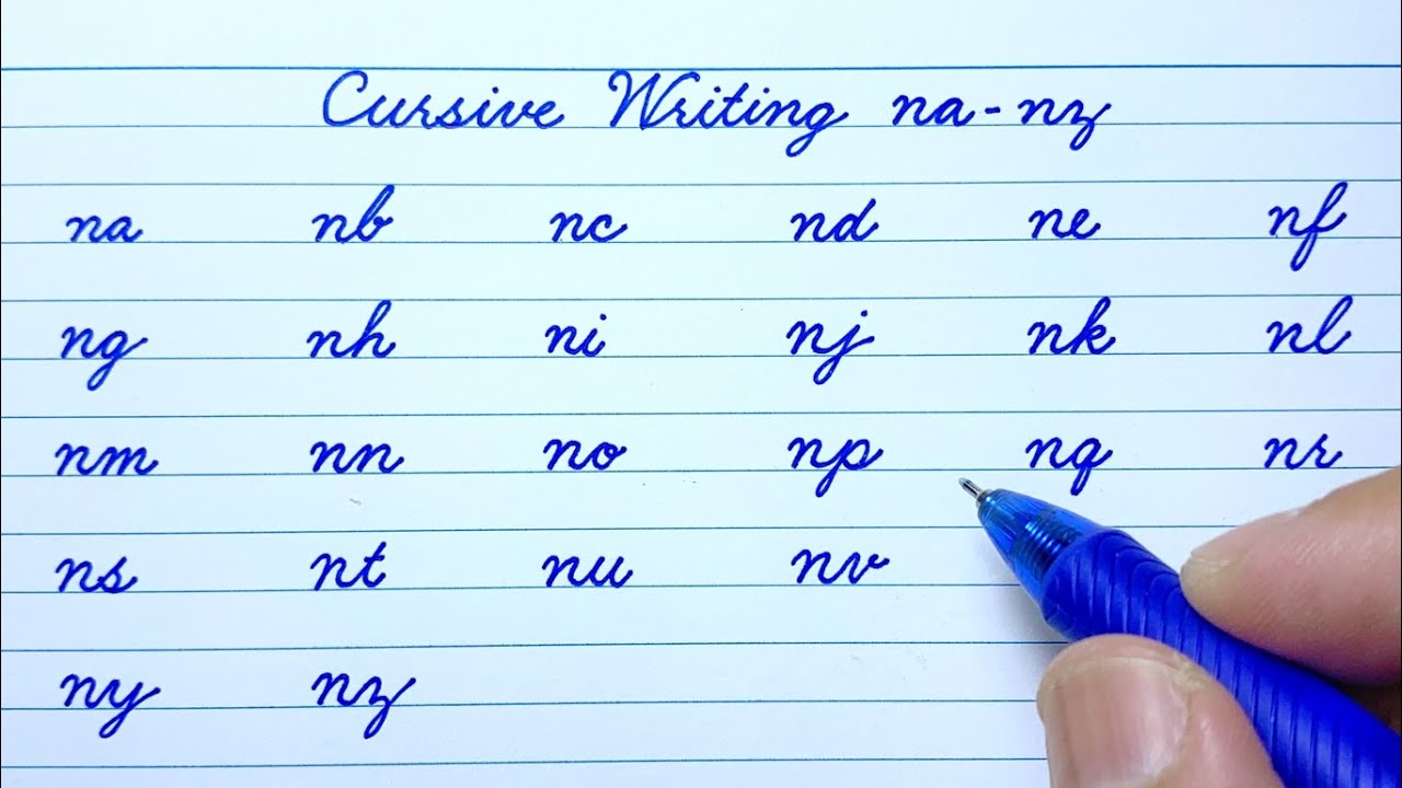 Connecting letters na to nz | Cursive writing a to z | Cursive ...