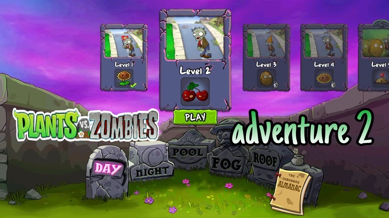 plants vs. zombies free - adventure 2 (day) level 2 - YouTube