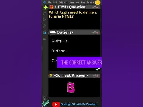 HTML Coding 101: Q20 Which tag is used to define a form in HTML? #html #webdevelopment # ...