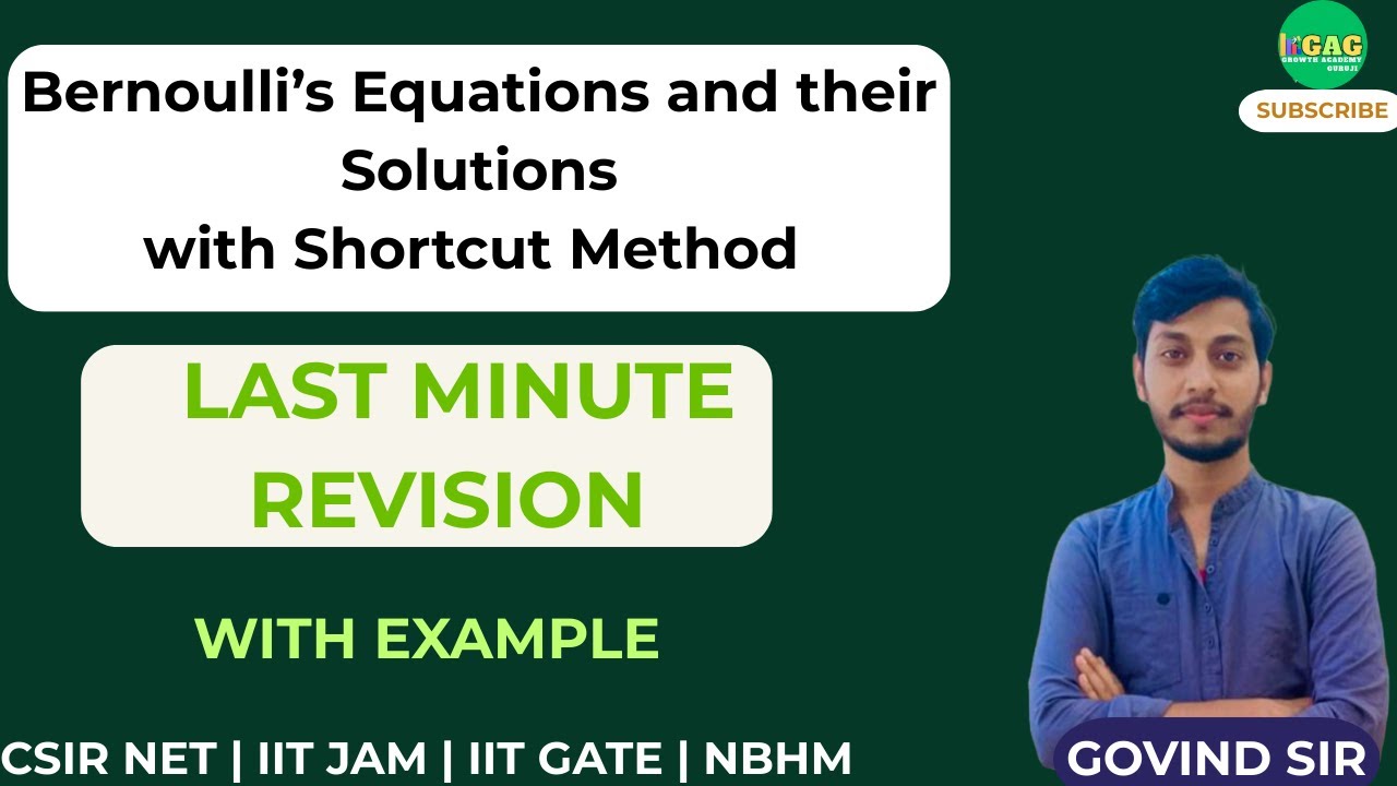 Ordinary Differential Equations| Bernoulli's Equations Problem Solution ...