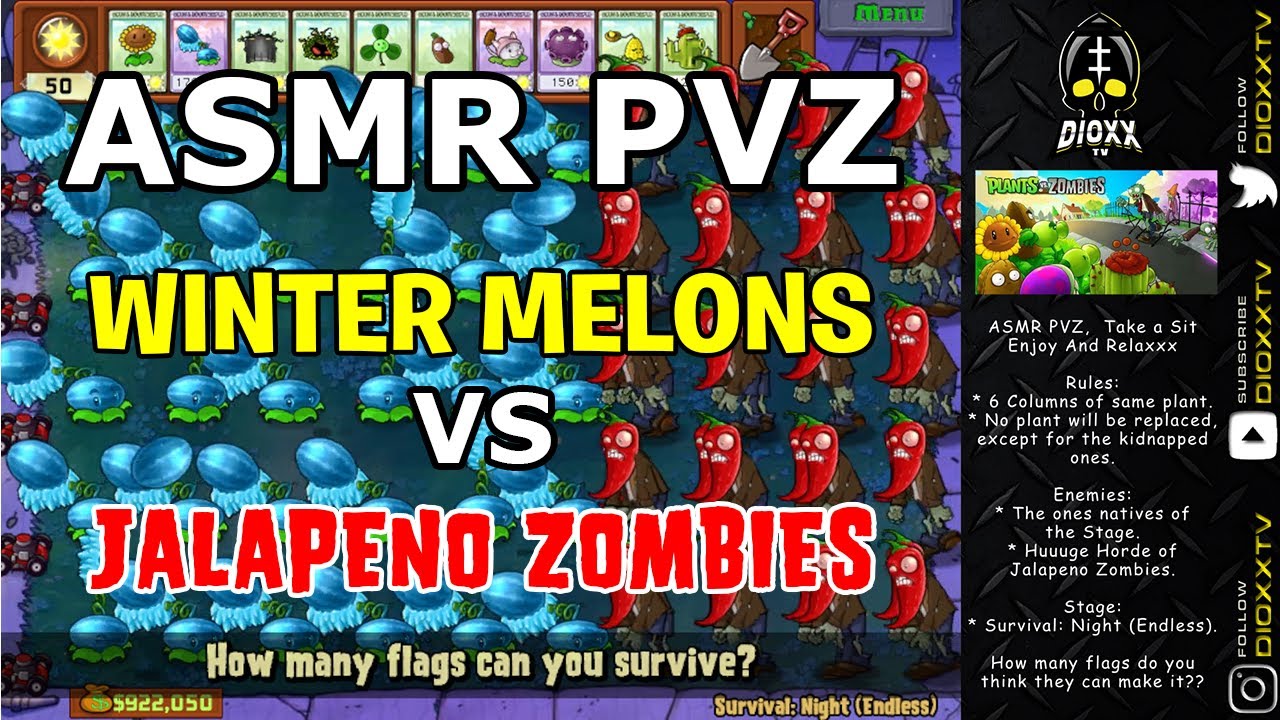 ASMR Plants vs. Zombies... Winter Melons vs Jalapeno Zombies. - YouTube