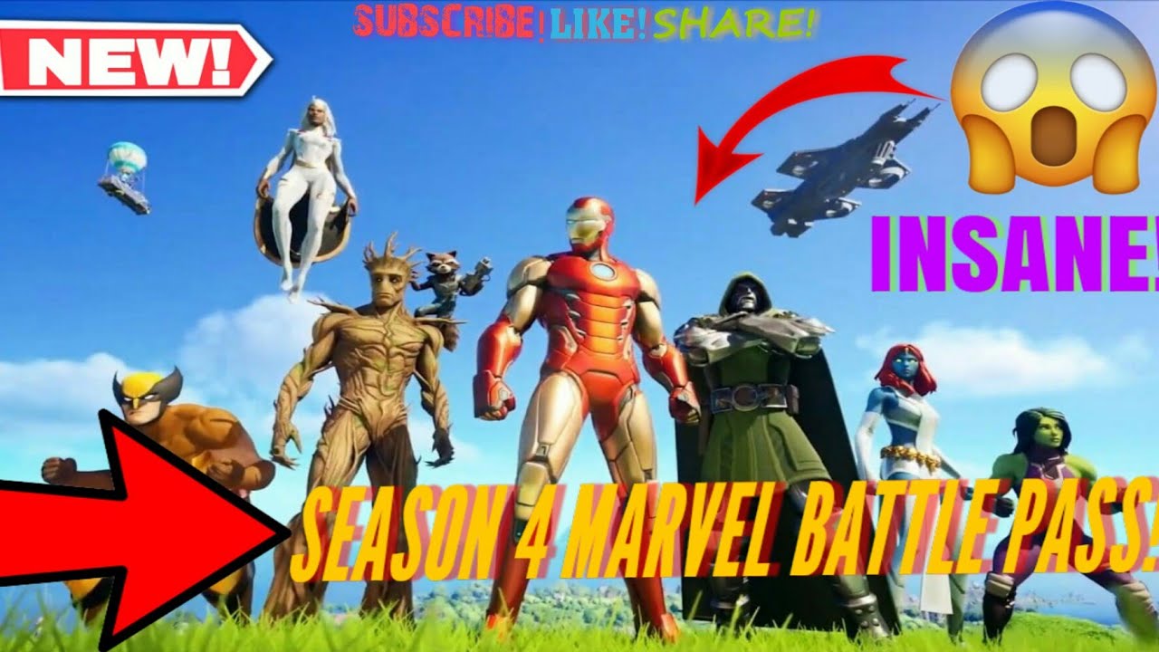 MARVEL X FORTNITE BATTLEPASS😱👌💯!!![ FORTNITE SEASON 4 CHAPTER 2 ...