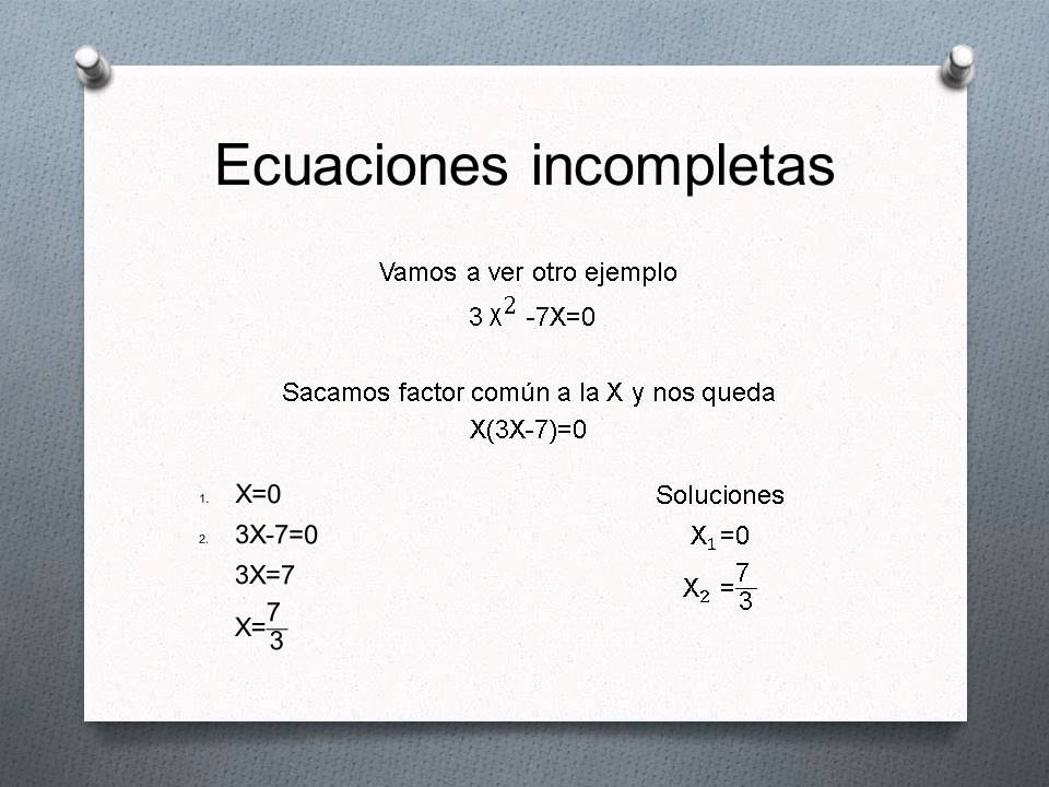 Ecuaciones de segundo grado incompletas, resolución con ejemplos - YouTube