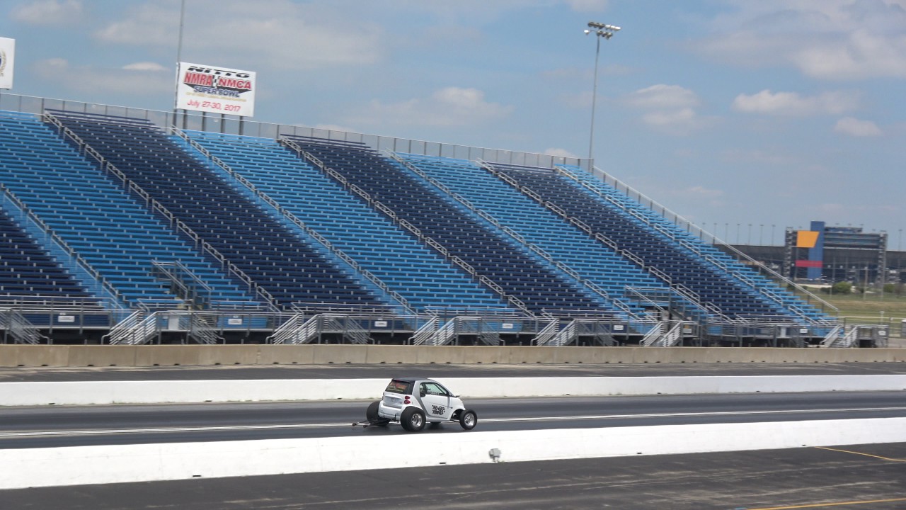 10 Second Smart Car 1/4 Mile Run At Route 66 Raceway in Joliet, IL 7/15 ...