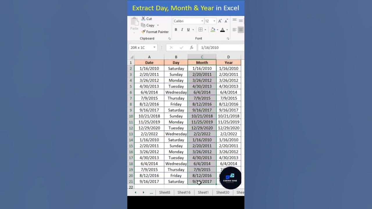 Excel Interview Question Day Month and Year In Excel #exceltips #exceltutorial - YouTube