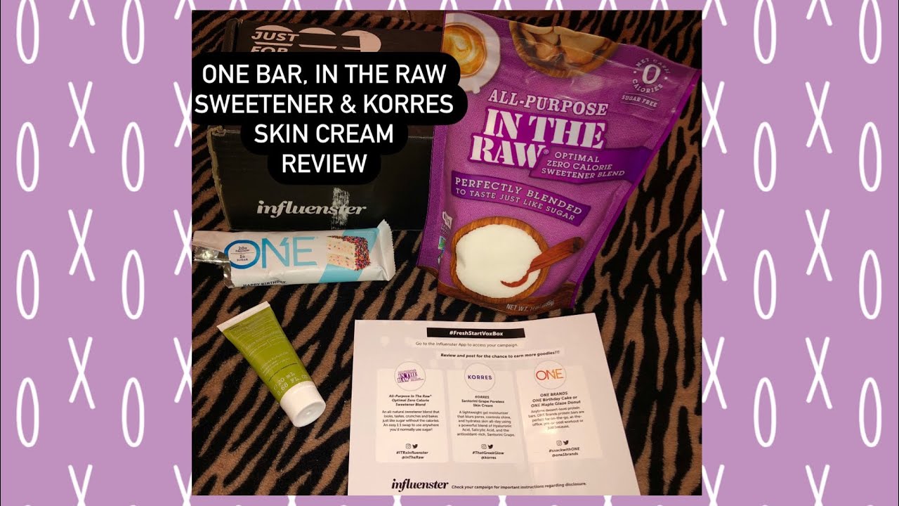 Influenster VoxBox (One Bar-In The Raw Sweetener-Korres) Unboxing ...