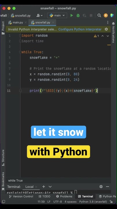 “Let it snow” script with Python. #coding #learnpython # ... “Let it snow” script with Python. #coding #learnpython # ...