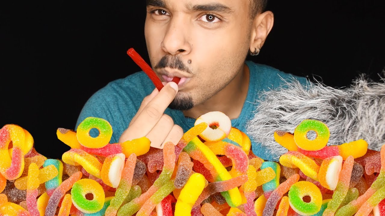 53 ASMR : CHEWY STICKY GUMMY EATING SOUNDS PART 1 - YouTube