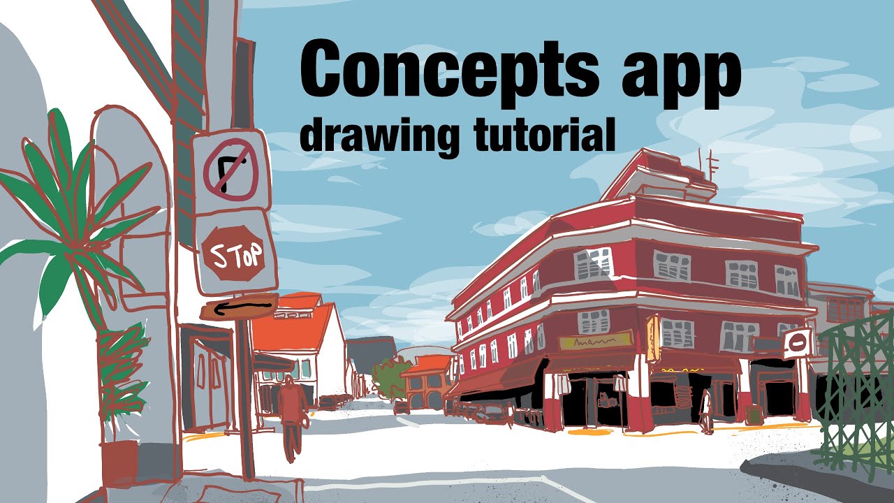 Street Scene Drawing Tutorial With Concepts App Youtube