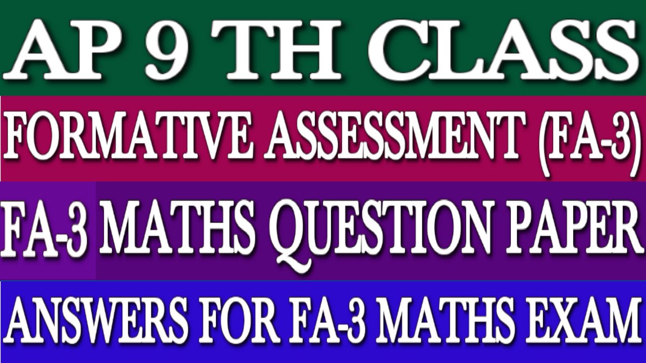 FA-3 9th Class Maths Answers| FORMATIVE ASSESMENT (FA-3) | MATHEMATICS ...