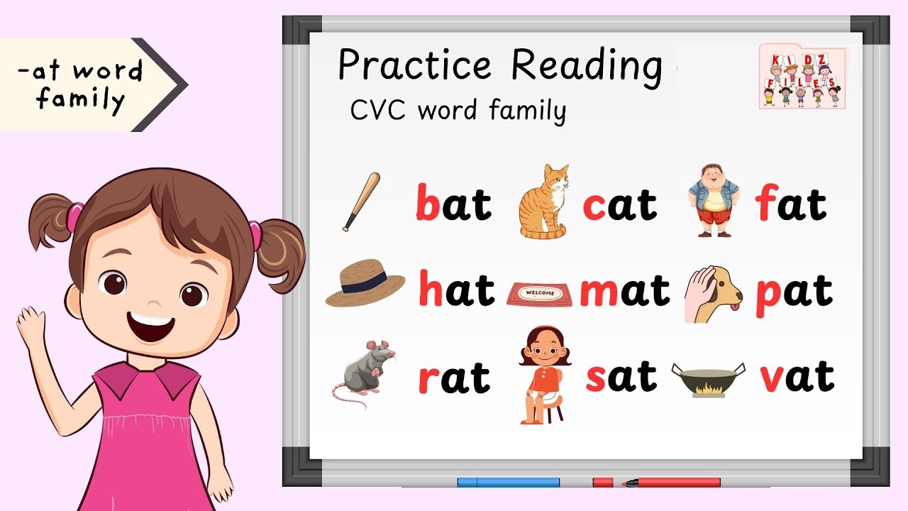 Word Family -at || Practice Reading || Phonics || CVC || 3 letter words ...